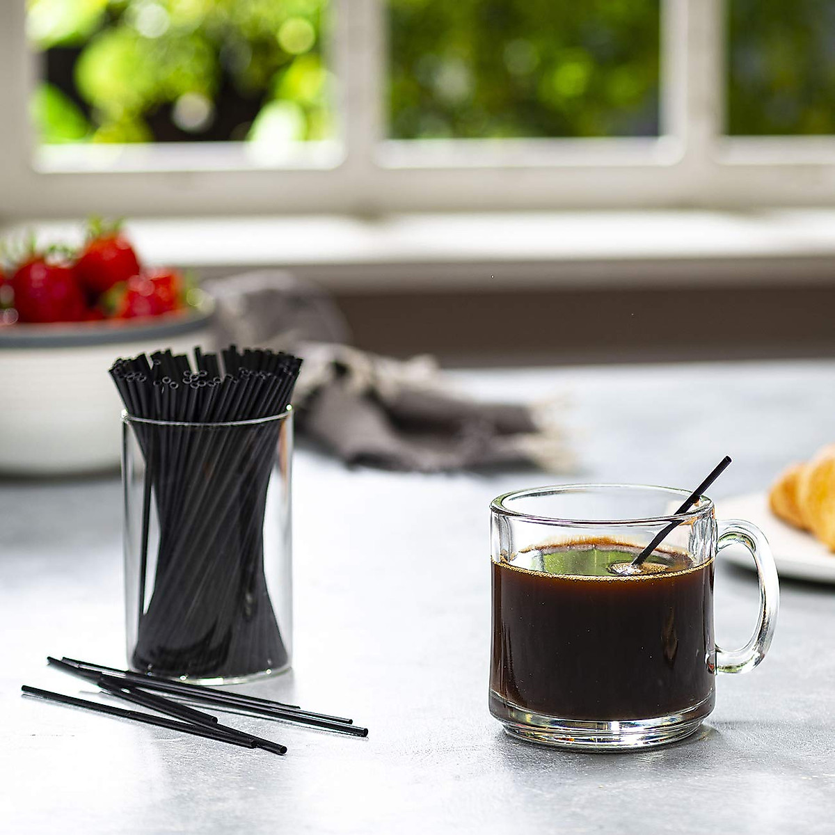 Comfy Package, [2000 Count] 5 Inch Coffee & Cocktail Stirrers/Straws Disposable Plastic Sip Stir Sticks - Black