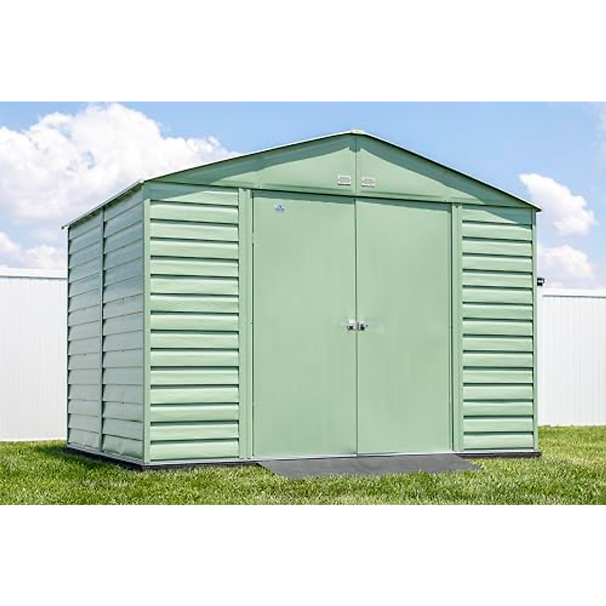 Arrow Select 10' x 8' Outdoor Lockable Steel Storage Shed Building, Sage Green