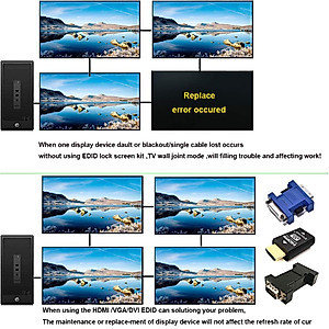 EVanlak Hdmi Edid Emulator Passthrough 3rd Generrtion Premium Aluminum Eliminated Emulator Adapter Work with Mac Thunderbolt to HDMI Switches/Extender/AV Receiver/Video Splitters 1080-3840x2160@60H