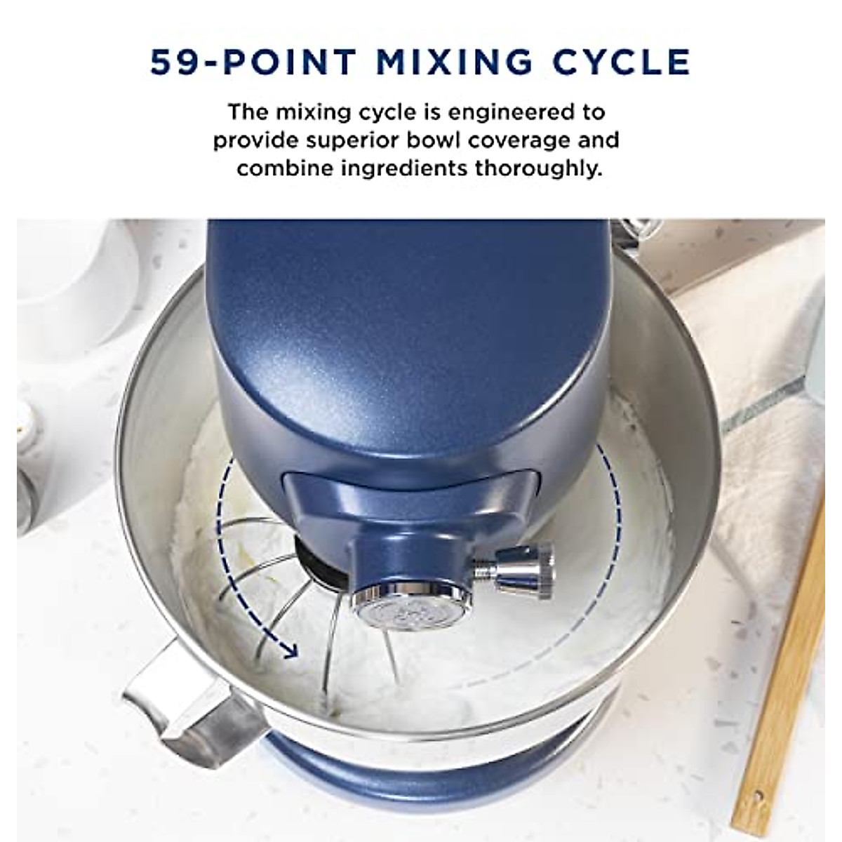 GE Tilt-Head Electric Stand Mixer | 7-Speed, 350-Watt Motor | Includes 5.3-Quart Bowl, Flat Beater, Dough Hook, Wire Whisk & Pouring Shield | Countertop Kitchen Essentials | Sapphire Blue