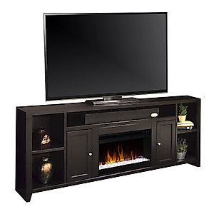 Bridgevine Home Urban Loft Fireplace TV Stand, 84 inches, Accommodates TVs up to 95 inches, Fully Assembled, Poplar Solid Wood, Mocha Finish