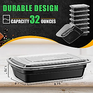WUHUIXOZ 50 Pack 32 oz Meal Prep Container, Food Storage Containers with Lids, Disposable Bento Box Reusable Plastic Lunch Box Kitchen Food Take-Out Box Microwave Dishwasher Freezer Safe