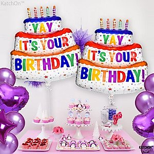 KatchOn, Giant Happy Birthday Balloon - 40 Inch, Pack of 2 | Happy Birthday Printed Balloons | Yay Balloon for Happy Birthday Decorations | Happy Mylar Birthday Balloons, Rainbow Birthday Decorations