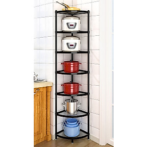 7-Tier Kitchen Pot Rack, Cookware Stand Storage Organizer ，Multi-Layer Corner Shelf Stand Stainless Steel Shelves for Kitchen