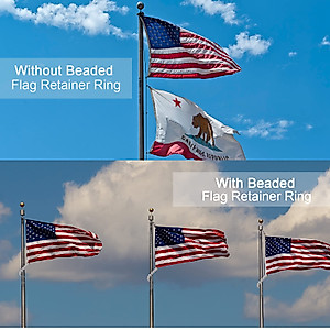 2 Pieces Flagpole Retainer Ring Flag Pole Accessories Beaded Flag Mount Rope Retainer Ring Keep Flag Close to Pole Counterweight Set with Steel Cable for Internal External Halyard Flagpole (White)