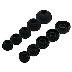 ALXCD Ear Tips for B&O E8 Jabra Elite Sport SOL Republic Amps Airs Earbud, XS/S/M/L/XL 5 Sizes 5 Pair Soft Silicone Replacement Earbud Tip Ear Gel, Fit for B&O E8 Jabra Elite Sport Amps Airs (Black)