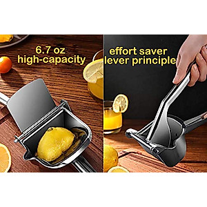 Real Stainless Steel Lemon Squeezer Citrus Juicer Hand Press Heavy Duty Manual Squeeze Juice Extractor Maker Orange Lime Grapefruit Presser - Bonus 50 Pcs Filter Bags
