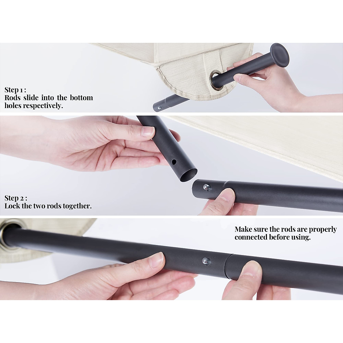 StorageWorks Hanging Closet Organizer with Garment Rod, 4 Section Closet Hanging Shelves, Hanging Clothes Cube Organizer, White & Ivory, 12 ¼" D x 24 ½" W x 28" H