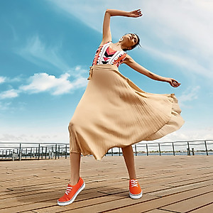 Womens Canvas Shoes Low Cut Canvas Sneakers Walking Running Shoes(Orange,us10)