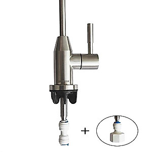 Drinking Water Faucet, Kitchen Sink Faucet Beverage Faucet for Drinking Water Purifier Filter Filtration System, 1/4-inch Tube, Lead-Free, Brushed Stainless Steel by KINGLEV