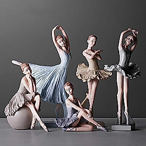 PINK FOREST Ballerina Girl Figurines Ballet Dancer Statue Art Sculpture Figure Resin Home Decoration Desk Ornament, Statuette for Your Desk/Bookshelf/Dinning Table (Blue)