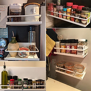 Kulmeo Magnetic Spice Rack Magnetic Shelf for Refrigerator Magnetic Fridge Spice Rack White 2 Pack