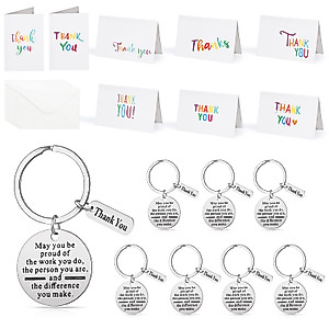 Yinkin 24 Pcs Thank You Keychain and Cards with Envelopes Gift Appreciation Employee Thank You Gifts Thank You Christmas Gifts Graduation Teacher Thanks Notes, Nurse Gift(Silver)