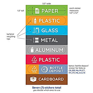 Recycling Rules 6 Gallon Stackable Recycling Bin Container in Blue, Eco-Friendly BPA-Free Handy Recycler with Handle, 20-Pack with Stickers