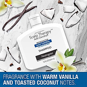 Neutrogena Scalp Therapy Anti-Dandruff Shampoo Daily Control, 1.8% salicylic acid, with fragrance of warm vanilla & toasted coconut notes, 12 fl oz