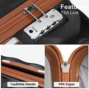 Somago Luggage Sets 20in Carry on Suitcase with TSA Lock YKK Zipper Spinner Wheels ABS Hardside Luggage 3 Piece Weekender Bags Travel Set,Black