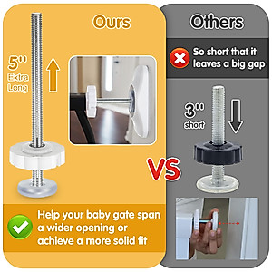 Dreyoo Baby Gate Extender Extension, 4 Pack Pet Gate Threaded Spindle Rods M8 (8MM) Accessory Screw Bolts, Replacement Hardware Parts for Pressure Mounted Baby Gate (Protector Style)