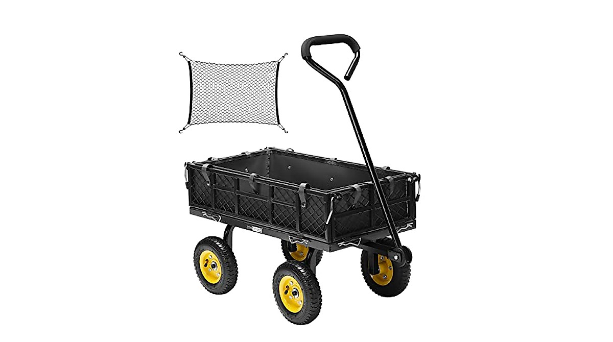 VIVOHOME Dual Chamber Composter & Heavy Duty Garden Cart Set