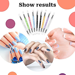 8 PCS Silicone Nail Art Acrylic Pen Brushes Rhinestone Nail Polish Carving Pen Dual Tipped Rubber Tip Nail Brushes for Design Nail Foil Carving Drawing and 3D Effect Shaping Drawing Dotting Tools
