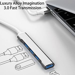 ZTGDUSB Hub 4 in 1 Multifunctional High Speed Driver-Free Fast Heat Dissipation File Transfer Portable Type-C USB 3.0 Docking Station Multi Splitter Adapter PC Accessories Silver A