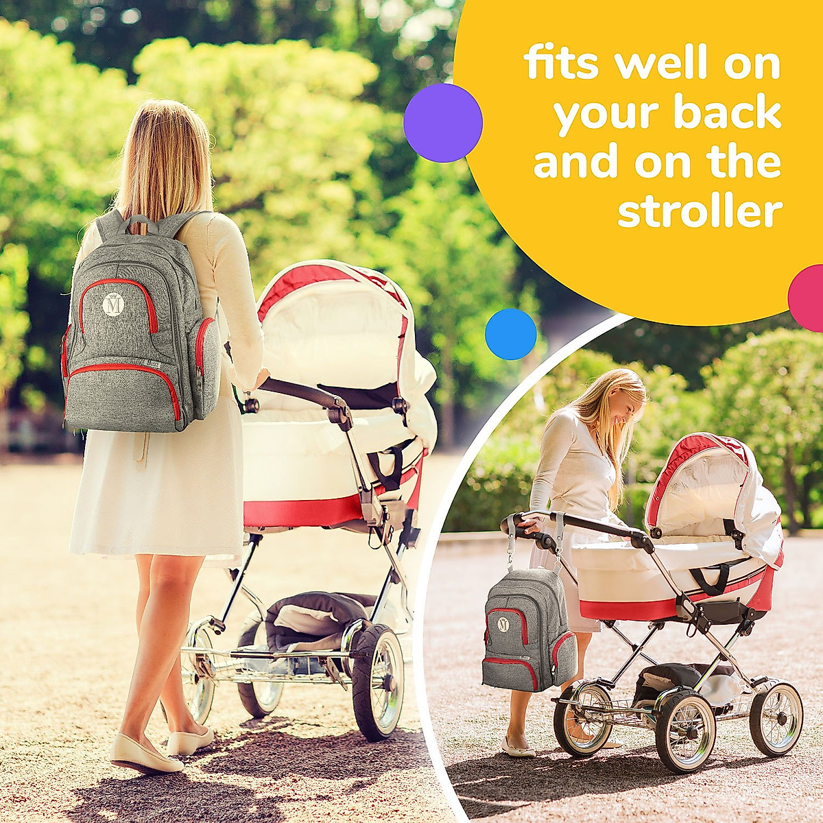 Baby Diaper Bag Backpack with YKK Zippers for Girls and Boys, Large Waterproof Diaper Backpack Organizer with Stroller Straps,Baby Wipes Pocket and Infant Changing Pad, Perfect for Baby Showers