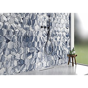 Selleny Hex 5.5 in x 6.3 in Glossy & Matte Mix, Porcelain Artistic Glaze Tile (4.73 sq. ft. / 26 Pieces) (Blue)