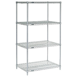Nexel Poly-Z-Brite Adjustable Wire Shelving Unit, 4 Tier, Heavy Duty Organizer Rack Multi-Purpose Storage Shelf, 14" x 72" x 74"