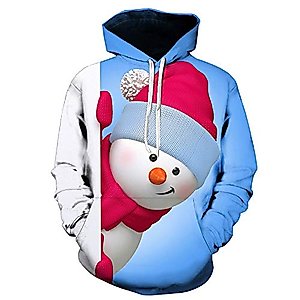 Thenlian Unisex 3D Printed Realistic Pullover Long Sleeve Funny Hooded Sweatshirt Tops Blouse Hooded Sweater(XXXL, Blue 1)