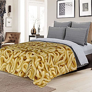 Instant Noodles Blanket, Funny Realistic Food Throw Blankets Ramen Texture Print Novelty 50"x40" Flannel Fleece Blanket for Bedroom Living Rooms Sofa Couch Beds Office Lap