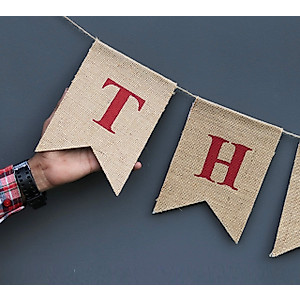 Thankful Burlap Banner Thanksgiving Decoration Engagement Wedding Bridal Shower Décor Holiday Bunting-Home and Outdoor Banner Elegant Grateful Banner