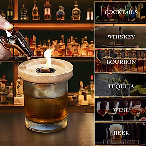 ExploNova Cocktail Smoker Kit with Torch, 6 Flavors Old Fashioned Cocktail Kit with Ice Stones, Bourbon Whiskey Gift for Husband, Father(Without Butane)
