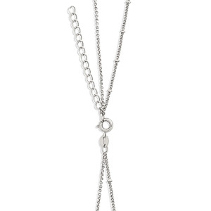 Amazon Essentials Sterling Silver Plated Polished Disc and Beaded Chain 2 Row Layer Necklace, Sterling Silver