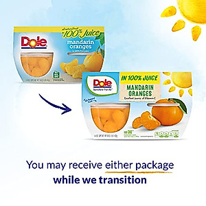 Dole Fruit Bowls Mandarin Oranges in 100% Juice Snacks, 4oz 24 Total Cups, Gluten & Dairy Free, Bulk Lunch Snacks for Kids & Adults