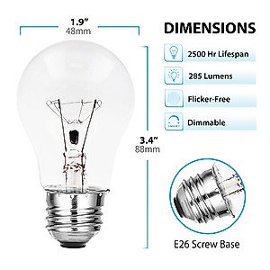 Mandala Crafts Frosted E26 A15 Incandescent 40w Appliance Light Bulbs Refrigerator Light Bulbs, Oven Light Bulbs, Microwave Light Bulbs, Stove Lightbulbs