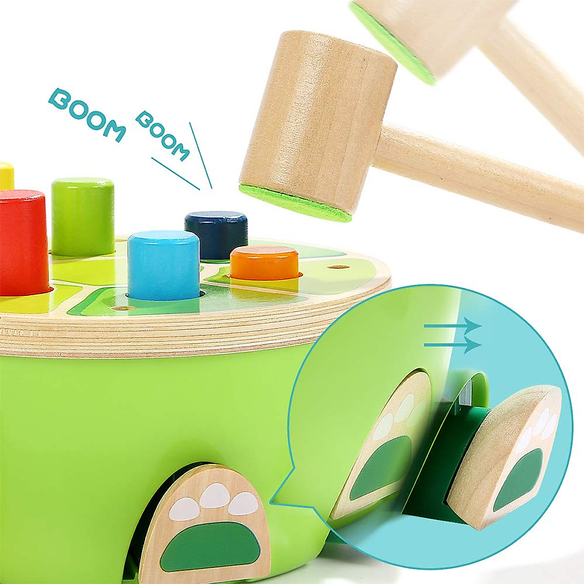 TOP BRIGHT Montessori Preschool Educational Learning Toy for 2 3 Years Old Boy Girl Birthday Gifts - Wooden Hammering and Pounding Toy for Toddler Fine Motor Skills Toy for Kid- Tortoise Pounding Game