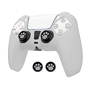 Paesteffe Silicone Case Cover Skin for Sony PS5 DualSense Controller with Thumb Grips (Black)