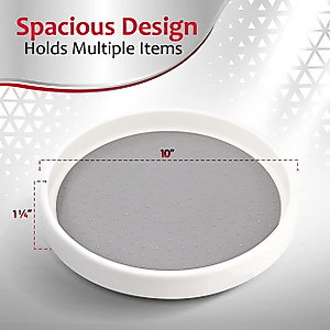 Lazy Susan Turntable, Non Skid Large Lazy Susan Turntable for Cabinet and Refrigerator, Plastic Rotating Turn Table, 10 Inch - by RamPro