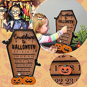 Halloween Advent Countdown Calendar 2023 New DIY Moving Wooden Countdown Block Calendar to Halloween Advent Calendar Pumpkin Halloween Countdown Sign Decor Wall Hanging Xmas Ornament Gift For All