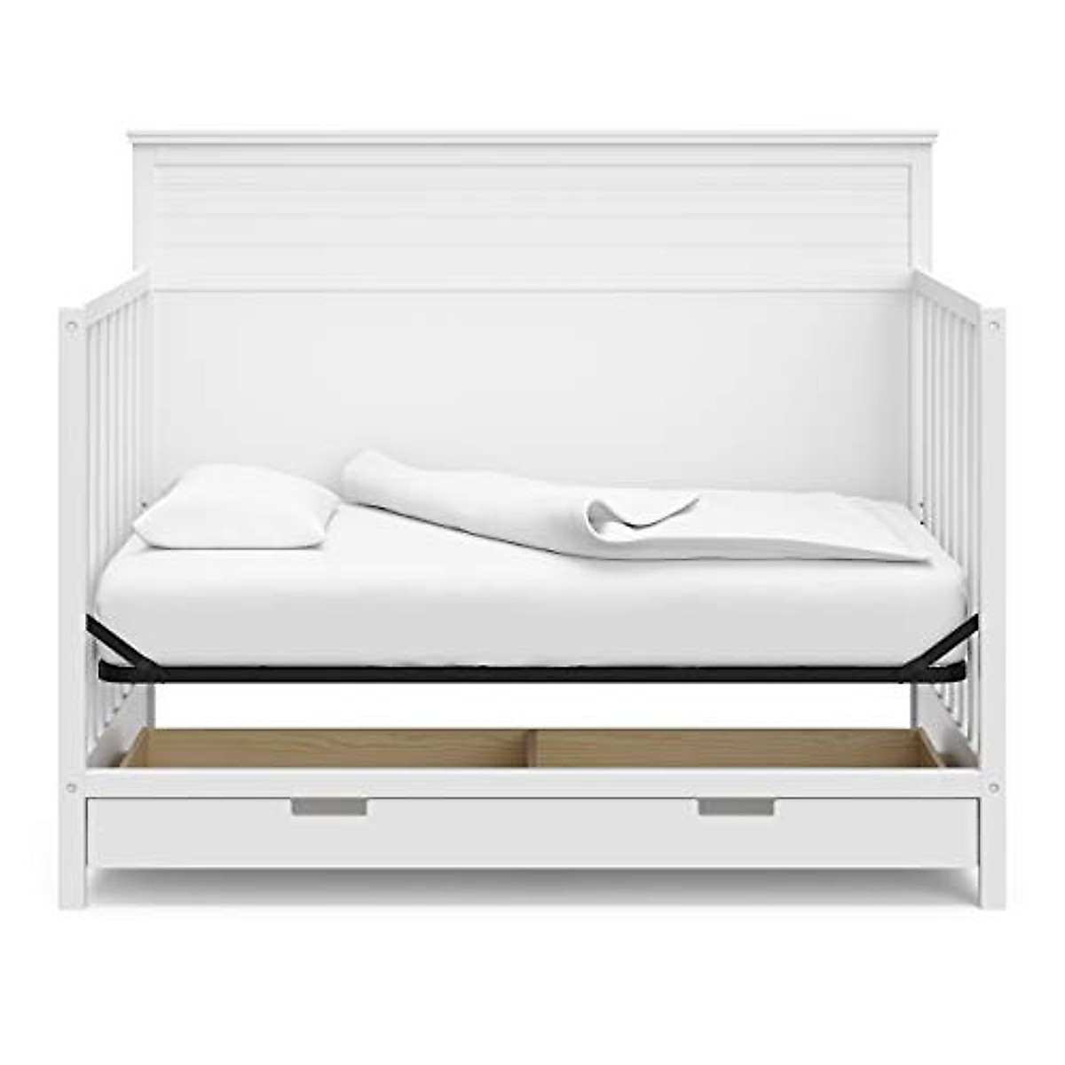 STORKCRAFT Homestead 5-in-1 Convertible Crib with Drawer (White) – GREENGUARD Gold Certified, Crib with Drawer Combo, Includes Nursery Storage Drawer, Converts to Toddler Bed and Full-Size Bed