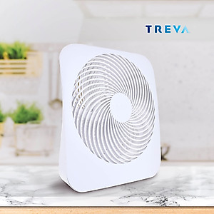 Treva 10-Inch Portable Fan, Powered by Battery and/or AC Adapter - Desk Fan Air Circulating with 2 Cooling Speeds for Personal and Travel Use (White)