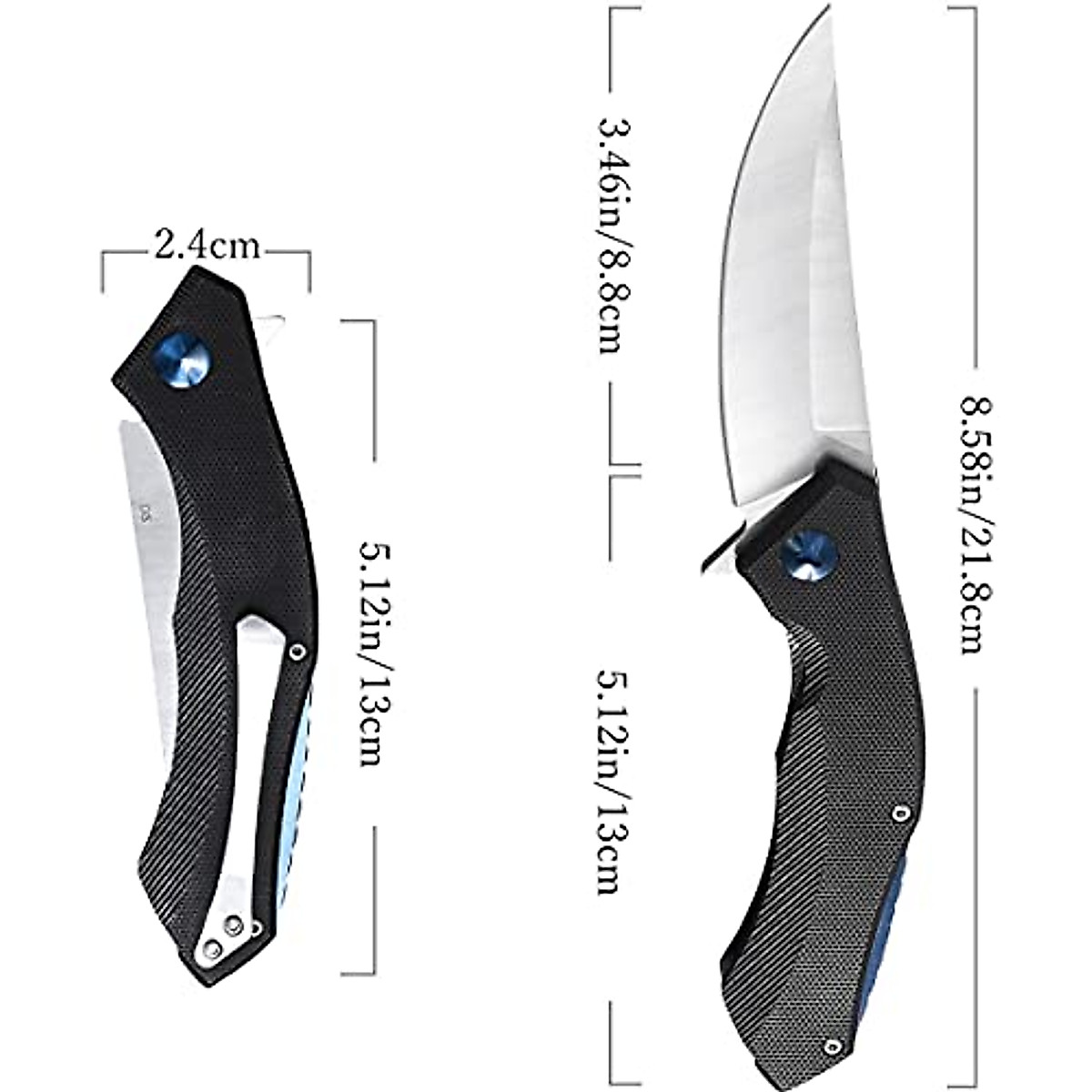 Eafengrow Moon Folding Knife D2 Steel Blade G10 Handle Scales Pocket Knife Outdoor EDC Tool Knifes(Moon-black)