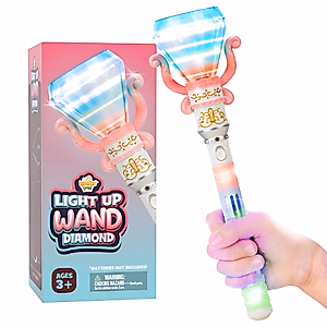 IPIDIPI TOYS Light Up Spinning Diamond Wand, Rotating Magic Princess Toy, Sensory Pretend Play for Kids Girls and Boys, Christmas Stocking Stuffers