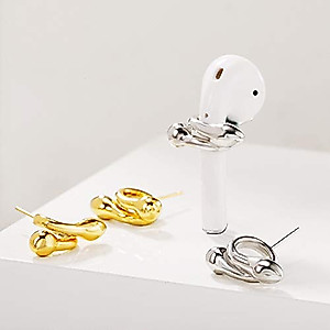Anti-lost INS style snake earrings 925 silver hypoallergenic wireless earphone holder, suitable for Airpods 1/2/3 (Silver)