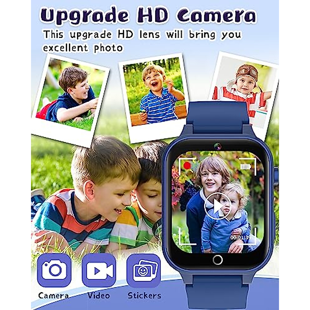 Dolwenqi Kids Smart Watch Boys Toys Age 5-12, 26 Puzzle Games Habit Clock Camera Music Player Flashlight Pedometer 12/24 hr Watches for Kids Birthday Gifts for 6 7 8 9 10 Year Old Boys Girls