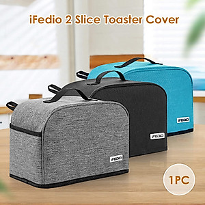 iFedio 2 Slice Toaster Cover Black with Pockets, Appliance Cover Toaster Dust And Fingerprint Protection/Machine Washable/Toaster Machine Cover Can Hold Jam Spreader Knife & Toaster Tongs (Black)