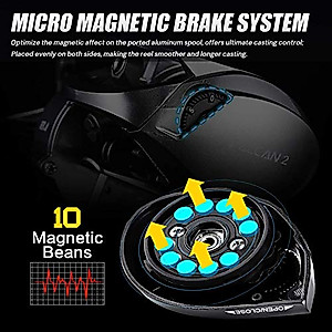 SeaKnight FALCAN2 Baitcasting Fishing Reel, 17.6LB Max Drag & Magnet Braking System Baitcasters, 7.2:1/8.1:1 Gear Ratio Low Profile Caster Reel