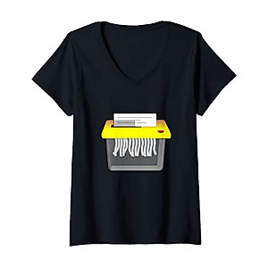 Womens Paper Shredder V-Neck T-Shirt