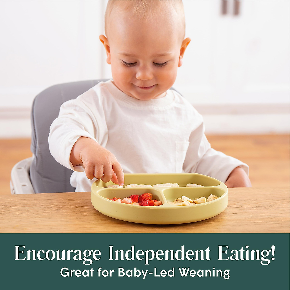 Simka Rose Baby Suction Plates for Baby & Toddler Plates Silicone Plate Baby Baby Dishes- BPA Free Silicone Divided Design Microwave & Dishwasher Safe - Baby Led Weaning Supplies Utensils (Pack of 1)