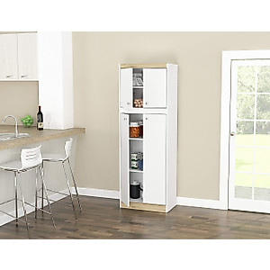 Inval Galley Kitchen 4-Door Storage Cabinet, White & Vienes Oak