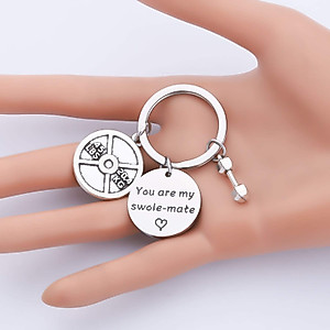 BAUNA Fitness Workout Keychain Jewelry You Are My Dumbbell Exercises Weightlifting Sports Fitness Gifts For Friends Couple (Fitness Workout Keychain)